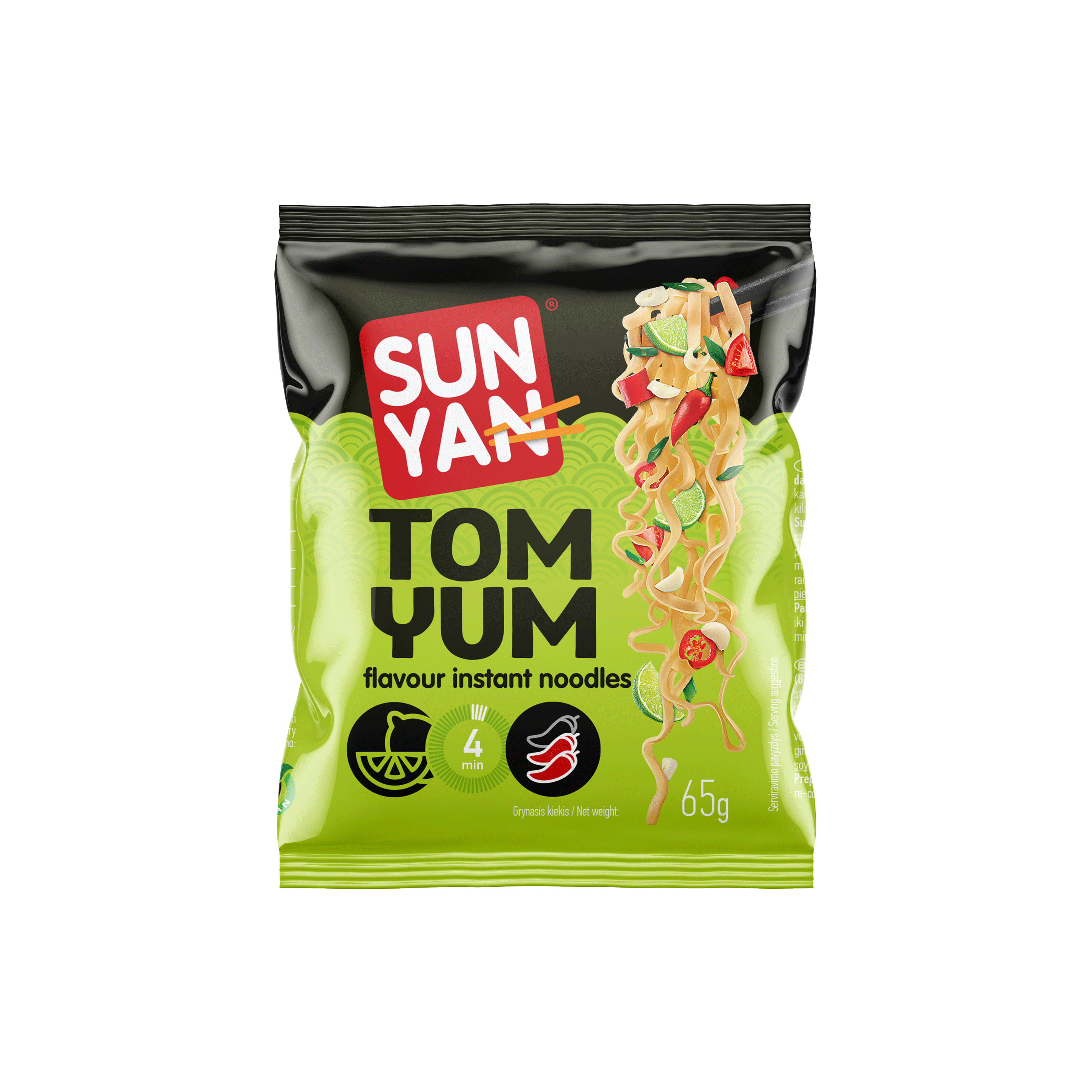 TOM YUM sriubos skonio greitai paruošiami makaronai SUN YAN, 65 g x 33 ...